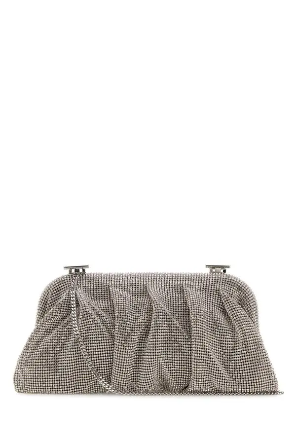 Benedetta Bruzziches Embellished Fabric Large Venus Clutch - Silver
