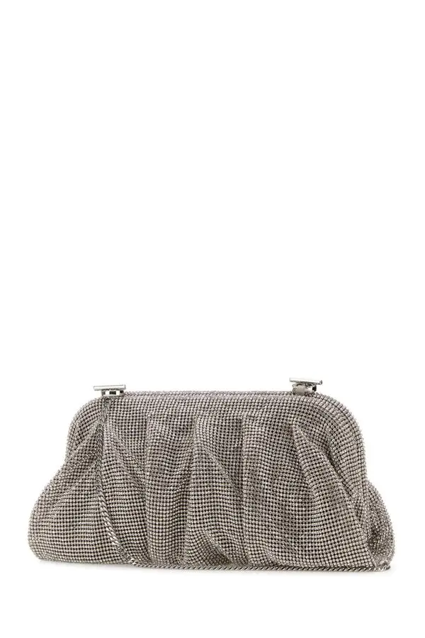 Benedetta Bruzziches Embellished Fabric Large Venus Clutch - Silver