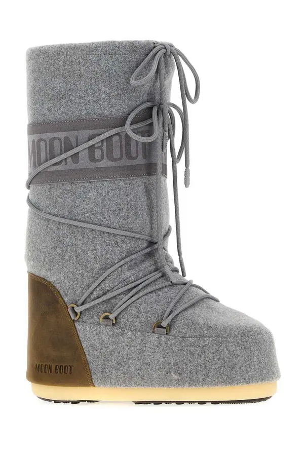 Moon Boot Grey Felt Icon Boots - Gray