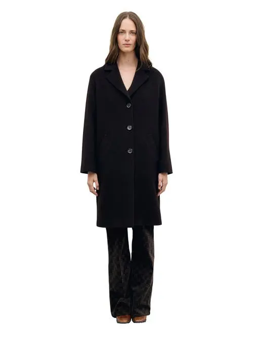 Gerard Darel Aelis Angora Blend Collared Overcoat - Cinnamon