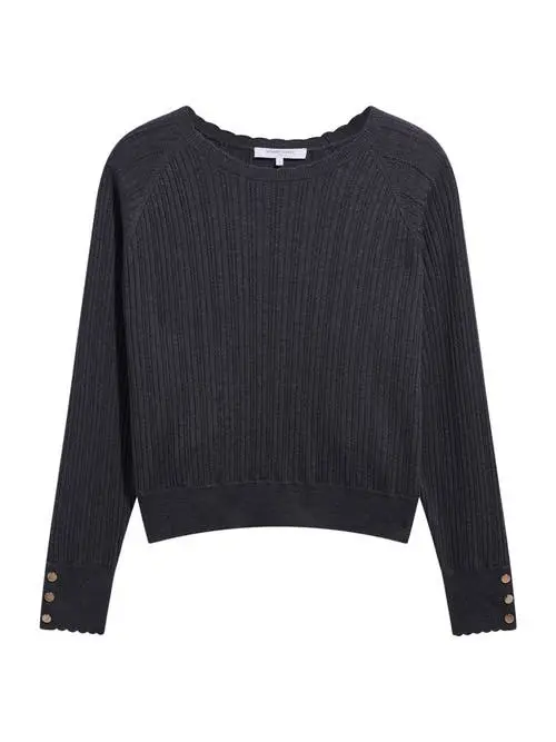 Gerard Darel Rita Ribbed Openwork Knit Sweater