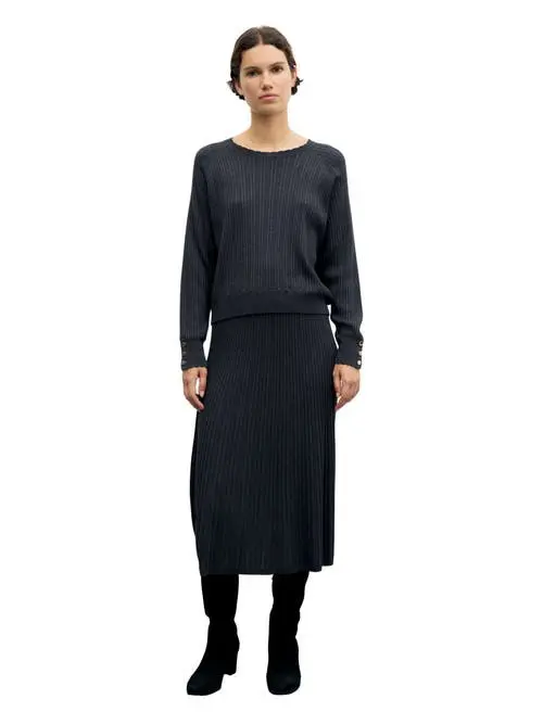 Gerard Darel Rita Ribbed Openwork Knit Sweater