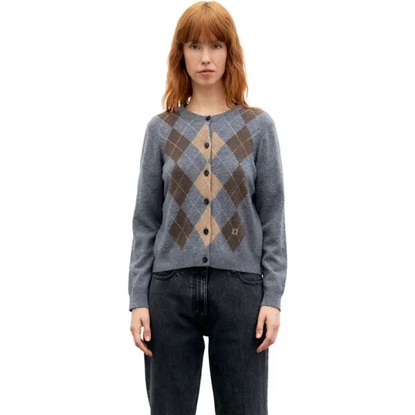 Gerard Darel Rely Argyle Button Front Cardigan