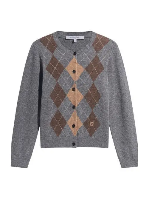 Gerard Darel Rely Argyle Button Front Cardigan