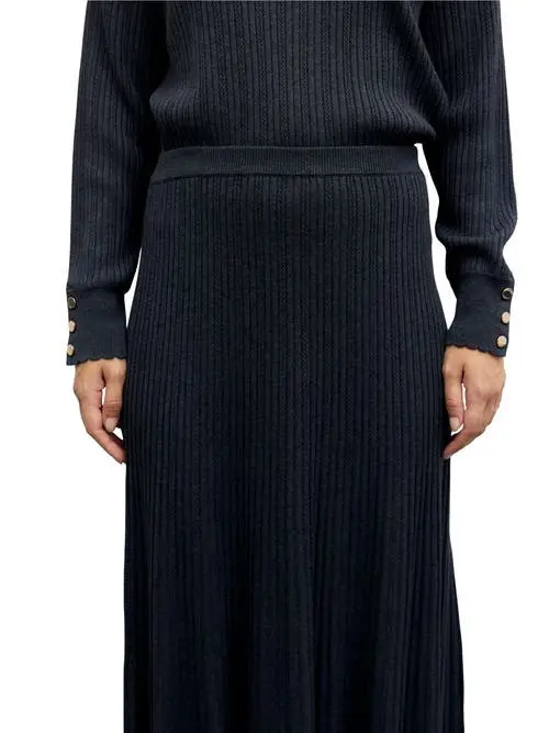 Gerard Darel Tati Ribbed Knit Midi Skirt