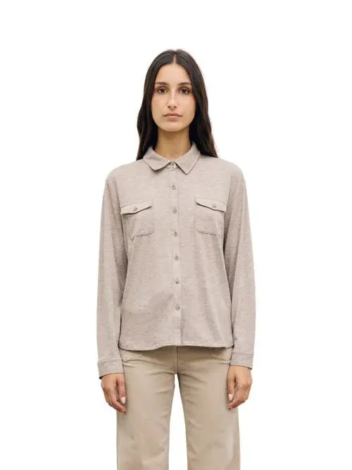 Gerard Darel Barba Button Front Shirt - Beige