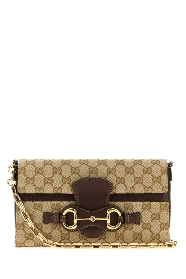 Gucci Gg Fabric Medium Horsebit Ristretto Shoulder Bag