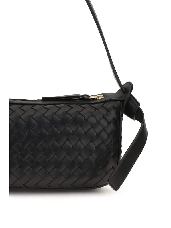 Bottega Veneta Intrecciato Leather Shoulder Bag - Black