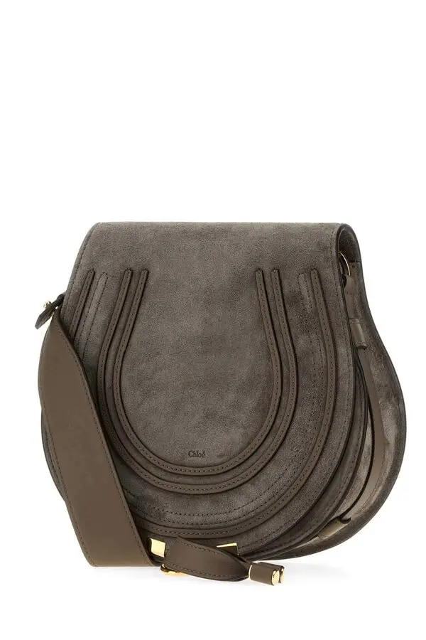 Chloé Dark Grey Suede Marcie Crossbody Bag