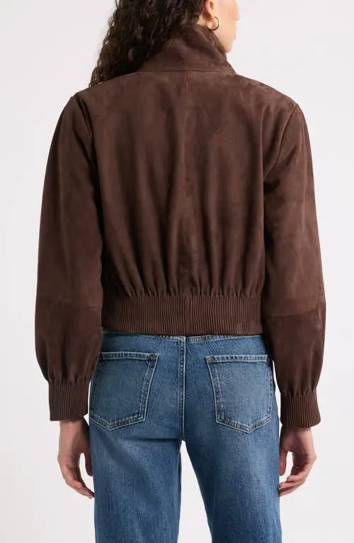 Nordstrom Funnel Neck Suede Bomber Jacket