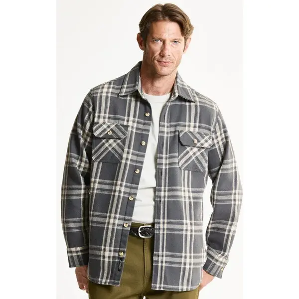JACHS Brushed Flannel Overshirt - Dark Grey