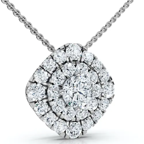 BLISS DIAMOND 2ct Diamond Cushion Pendant Necklace Lab Grown 3/4