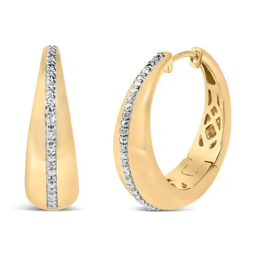 HAUS OF BRILLIANCE Gold Vermeil Diamond Accent Bold Hoop Earring - Silver