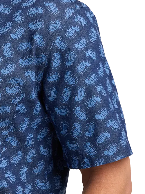 PAUL FREDRICK Slim Fit Cotton Denim Casual Shirt - Dark Navy