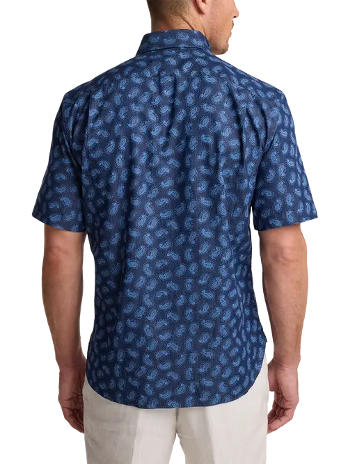 PAUL FREDRICK Slim Fit Cotton Denim Casual Shirt - Dark Navy