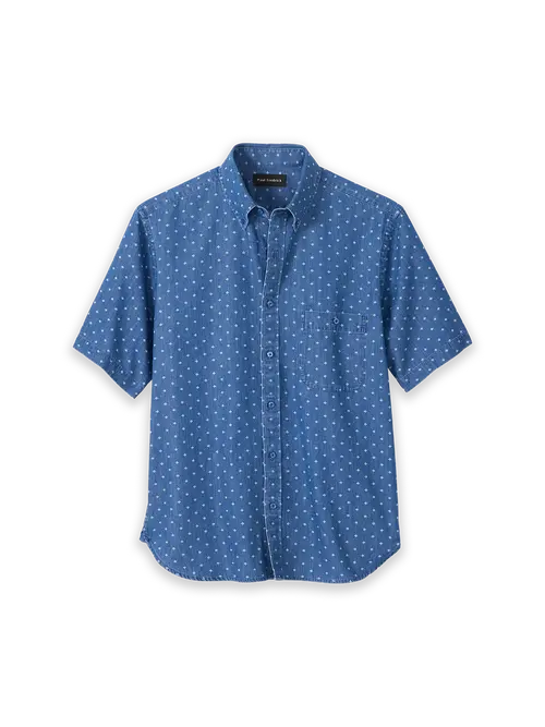PAUL FREDRICK Slim Fit Cotton Denim Casual Shirt - Navy