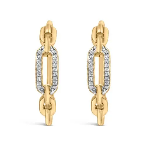 HAUS OF BRILLIANCE Gold Vermeil 1/10 Cttw Diamond Paperclip Hoop Earring - Silver
