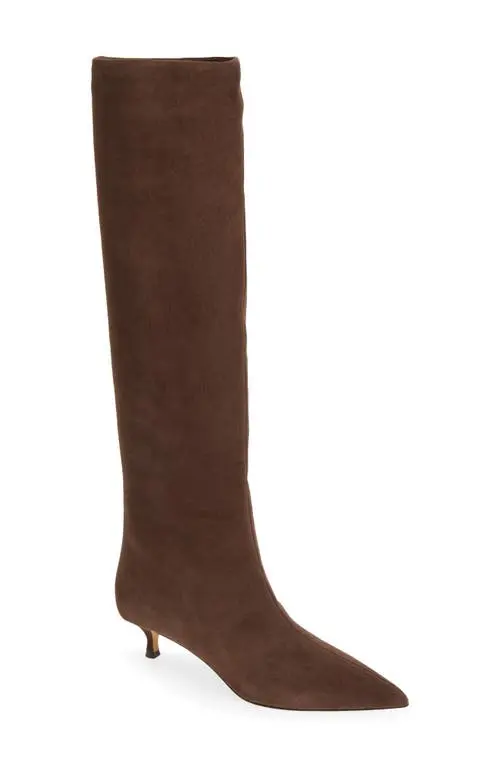 Le Monde Beryl Babouche Kitten Heel Knee High Boot - Chocolate