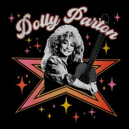 DOLLY PARTON Distressed Bright Star Short Sleeve T-shirt