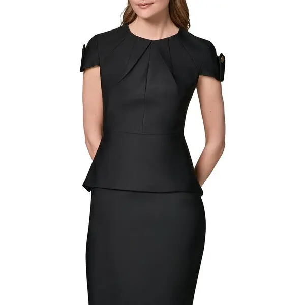 Donna Karan New York Structured Peplum Top - Black