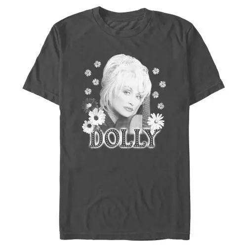 DOLLY PARTON Distressed Daisies Portrait Short Sleeve T-shirt