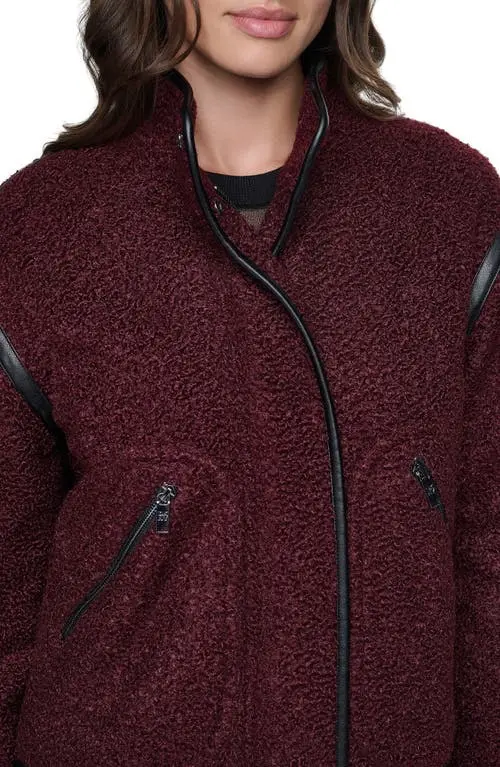 Dkny Boucle Jacket With Faux Leather Trim