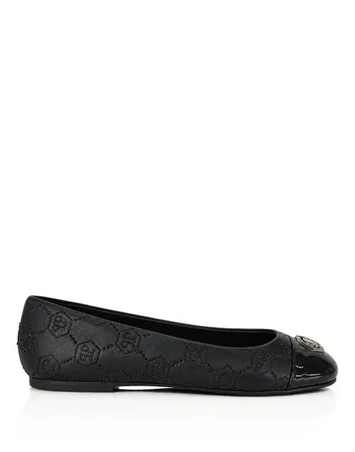 Philipp Plein Nappa Leather Ballerina Flats Monogram Strass