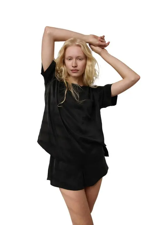 Lunya Washable Silk Short Pajamas - Immersed Black