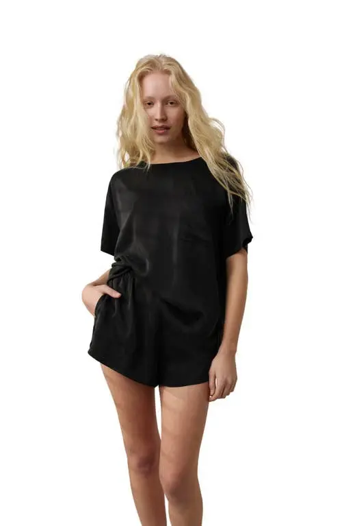 Lunya Washable Silk Short Pajamas - Immersed Black