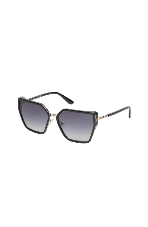 Guess Geometric Cat Eye Sunglasses - Shiny Black/smoke