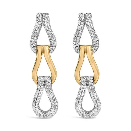 HAUS OF BRILLIANCE Gold Vermeil 1/10 Cttw Diamond Bold Knot Link Earring - Silver