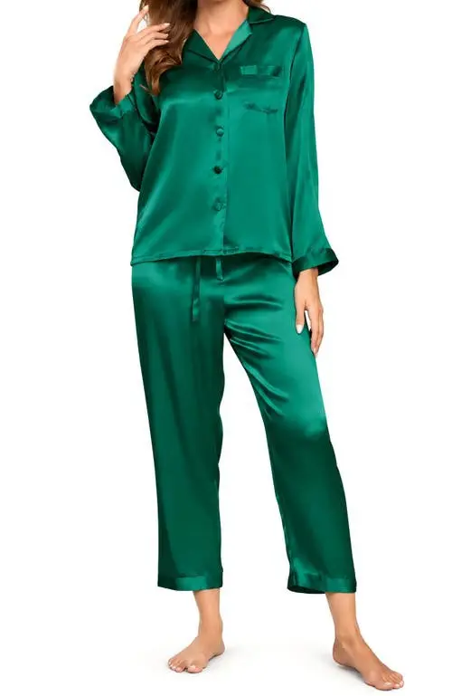 SILKSILKY Pure Silk Long Sleeve Pajamas - Green
