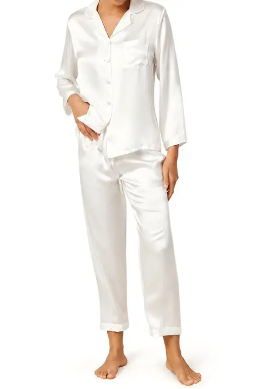 SILKSILKY Pure Silk Long Sleeve Pajamas - White