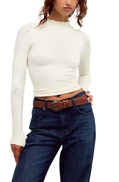 Free People Intimately Fp Mixed Feelings Mock Neck Top - Clean Ivory