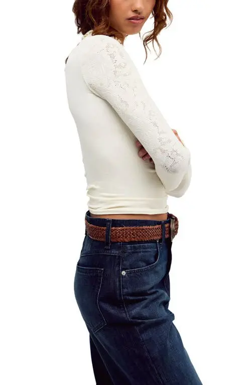 Free People Intimately Fp Mixed Feelings Mock Neck Top - Clean Ivory