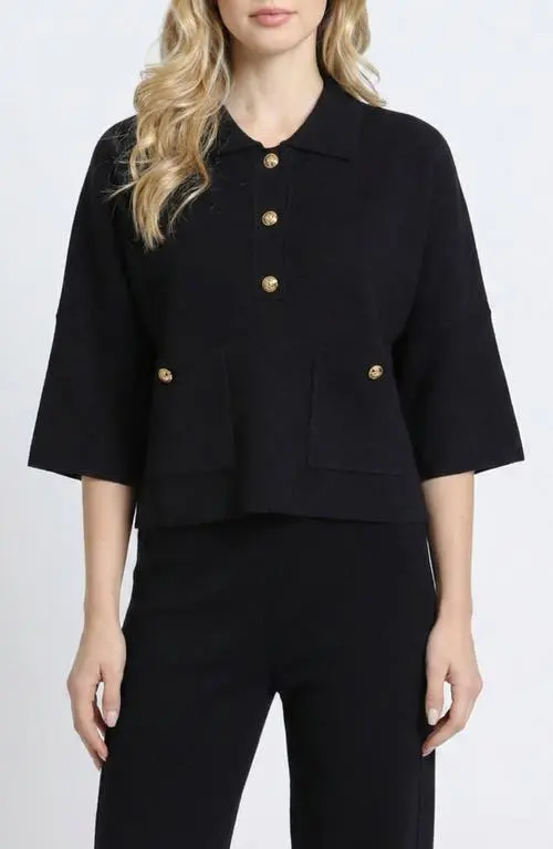 APNY Pocket Polo Sweater - Black
