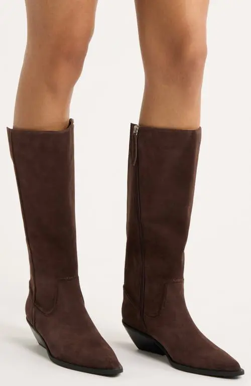 OPEN EDIT Savannah Knee High Western Boot - Brown Chocolate