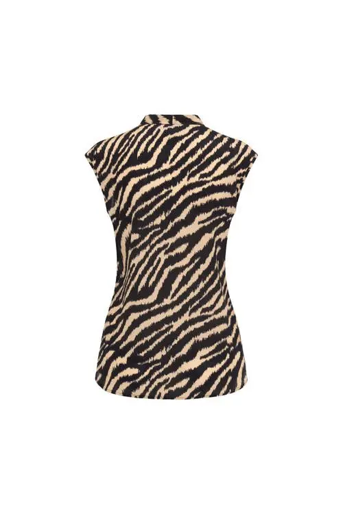 MAISON COMMON Sleevelless V-neck Top With Zebra Print