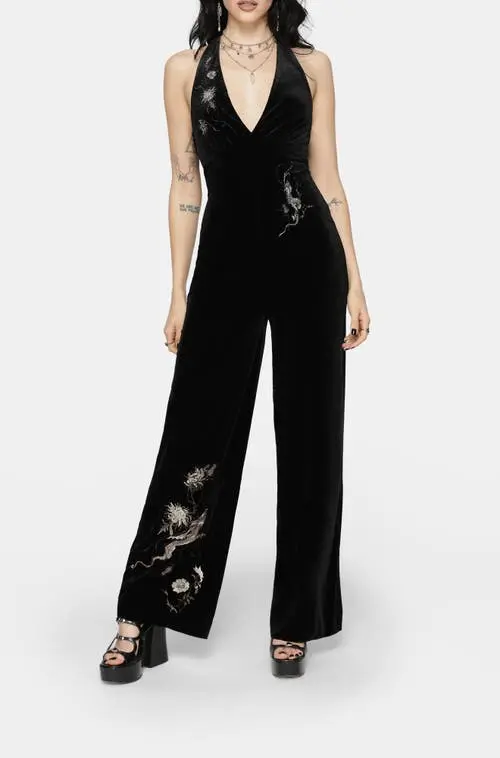 DISTURBIA Whim Dragon Halter Jumpsuit