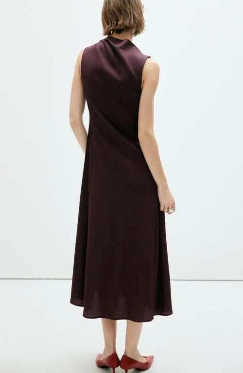Mango Pam Asymmetric Neck Midi Dress - Burgundy