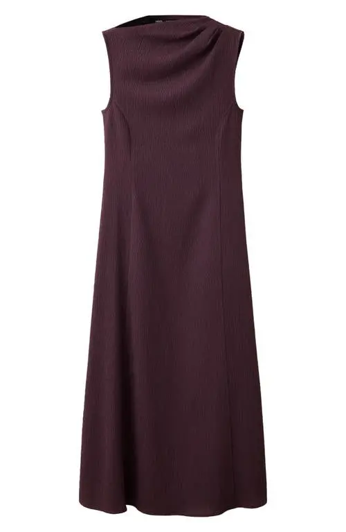 Mango Pam Asymmetric Neck Midi Dress - Burgundy