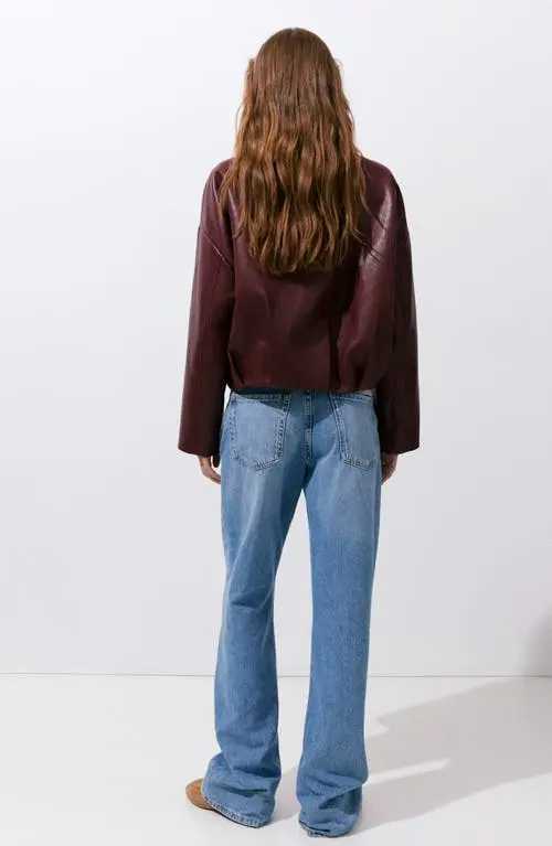 Mango Faux Leather Funnel Neck Jacket