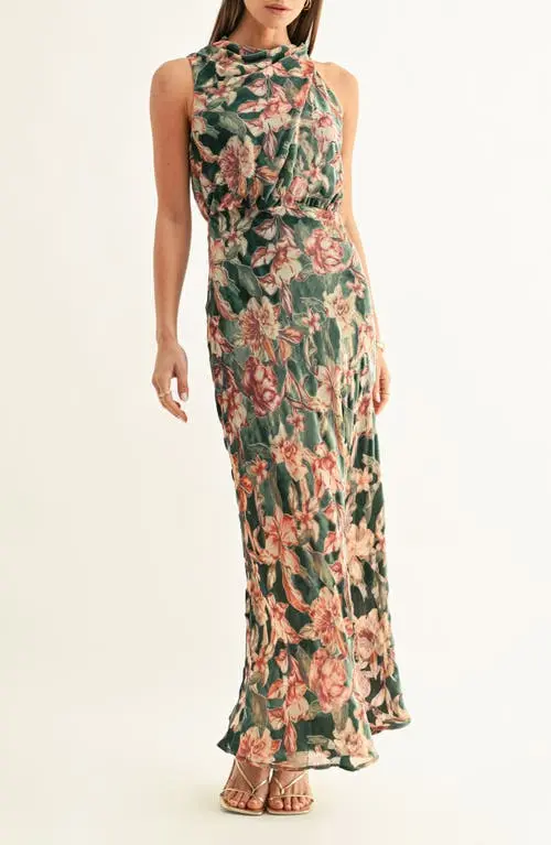 Adelyn Rae Veda Floral Burnout Maxi Dress