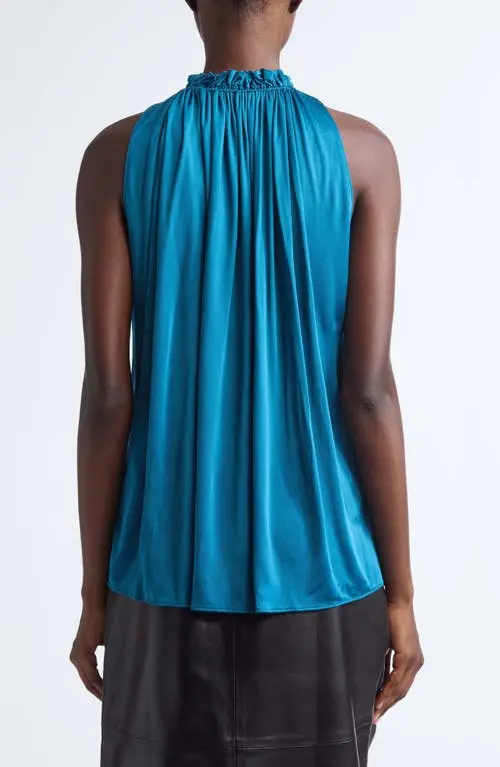 Balmain Pleated Viscose Jersey Halter Top - A49 Deep Blue