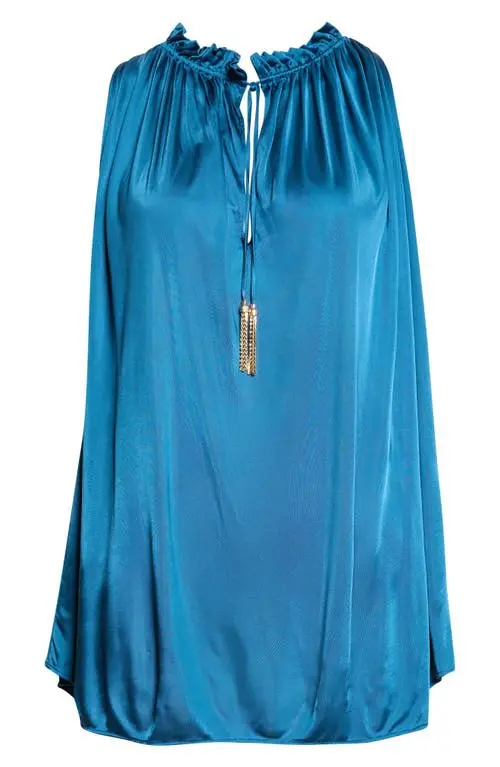 Balmain Pleated Viscose Jersey Halter Top - A49 Deep Blue