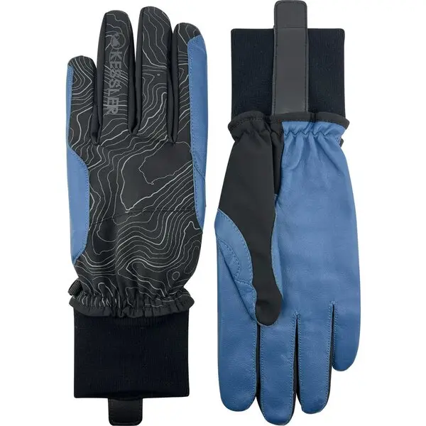 KESSLER Performance Touchscreen Gloves With Leather Palm - Black/blue