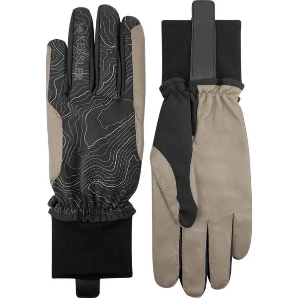 KESSLER Performance Touchscreen Gloves With Leather Palm - Black/mink