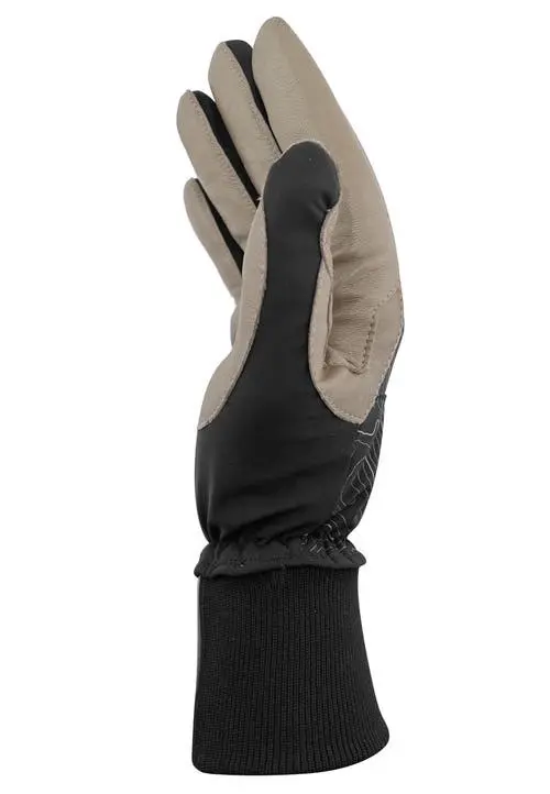 KESSLER Performance Touchscreen Gloves With Leather Palm - Black/mink