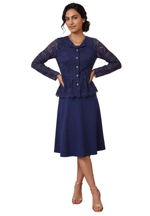 JESSICA LONDON Peplum Lace Jacket Dress