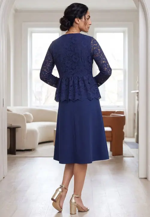JESSICA LONDON Peplum Lace Jacket Dress